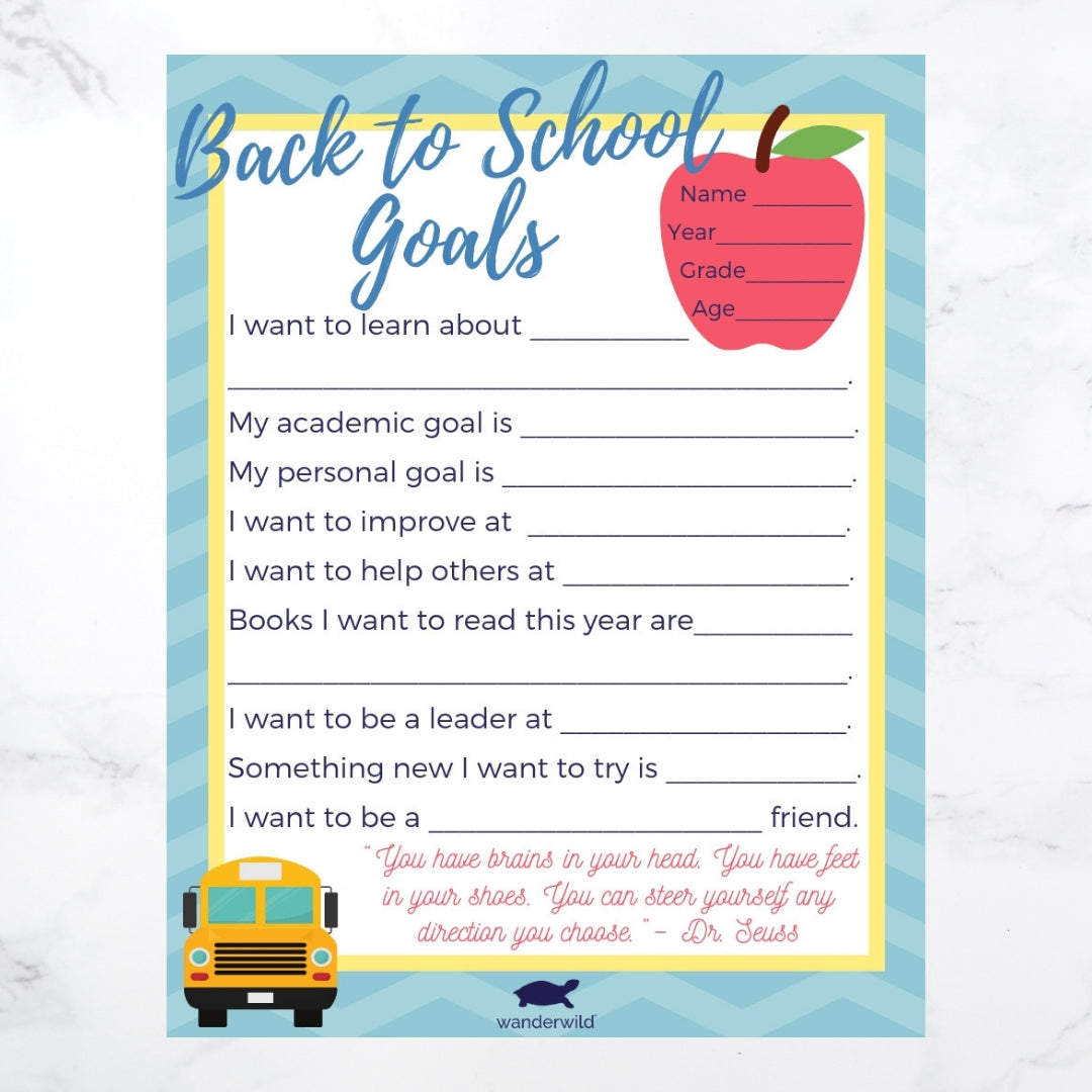 Printable: Back to School Goals – WANDERWILD CO