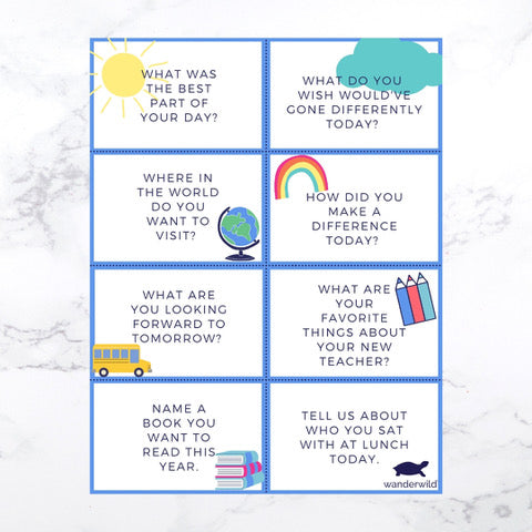 Printable: Back to School Conversation Cards – WANDERWILD CO